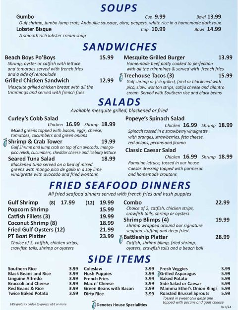 Dinner Menu | Seafood Restaurant, Fresh Gulf Coast Seafood, Oysters ...